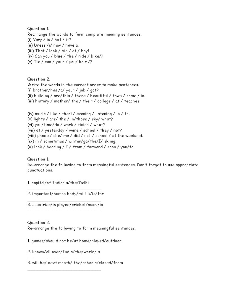 Jumbled Sentences | PDF