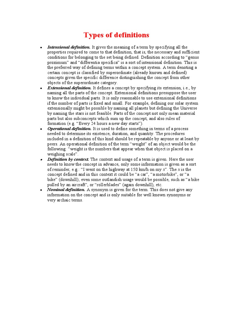 Five Types of Definitions Explained | PDF