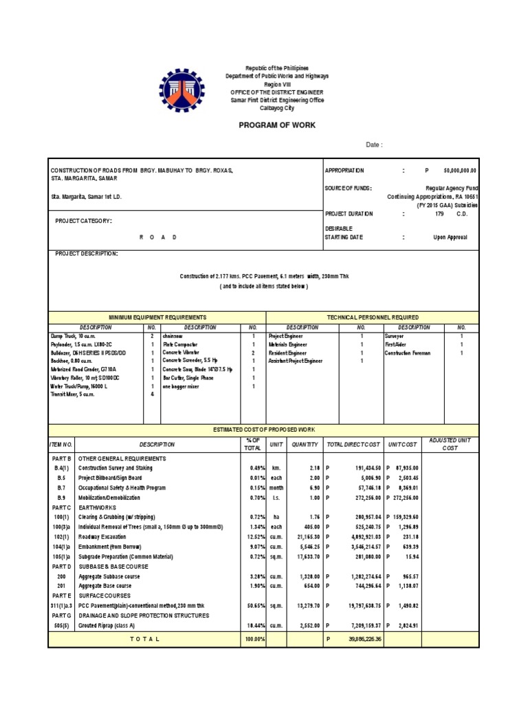 Road Construction Project in Samar | PDF | Civil Engineering | Economic ...