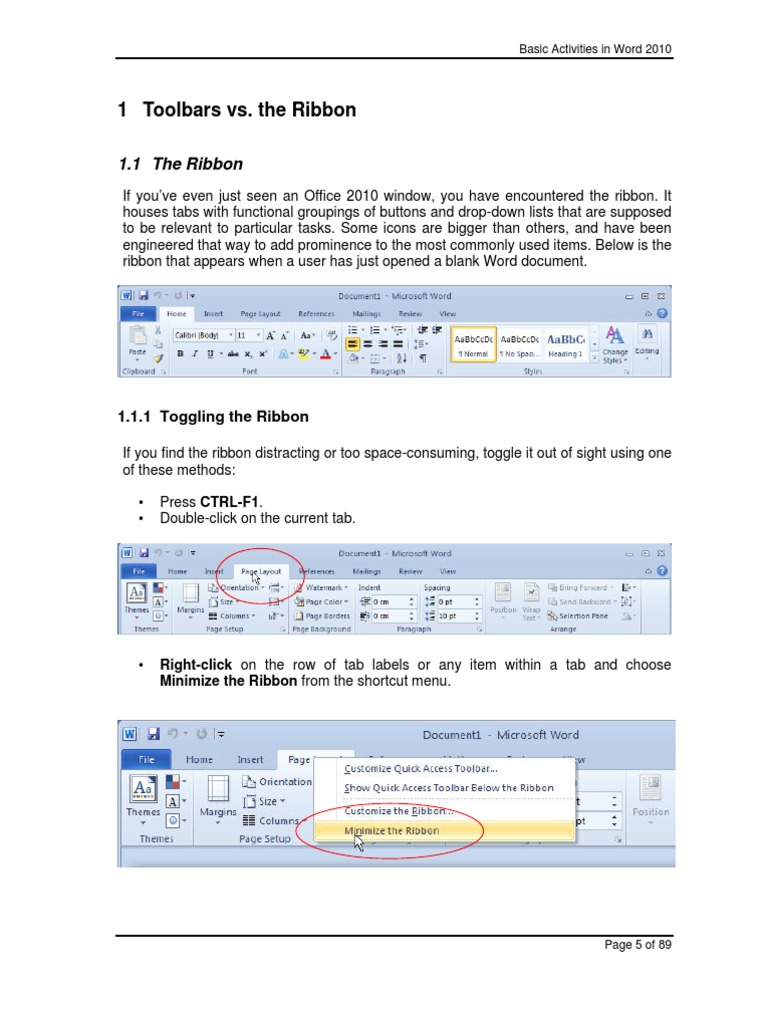 Exploring The User Interface Word 2010 | PDF | System Software ...