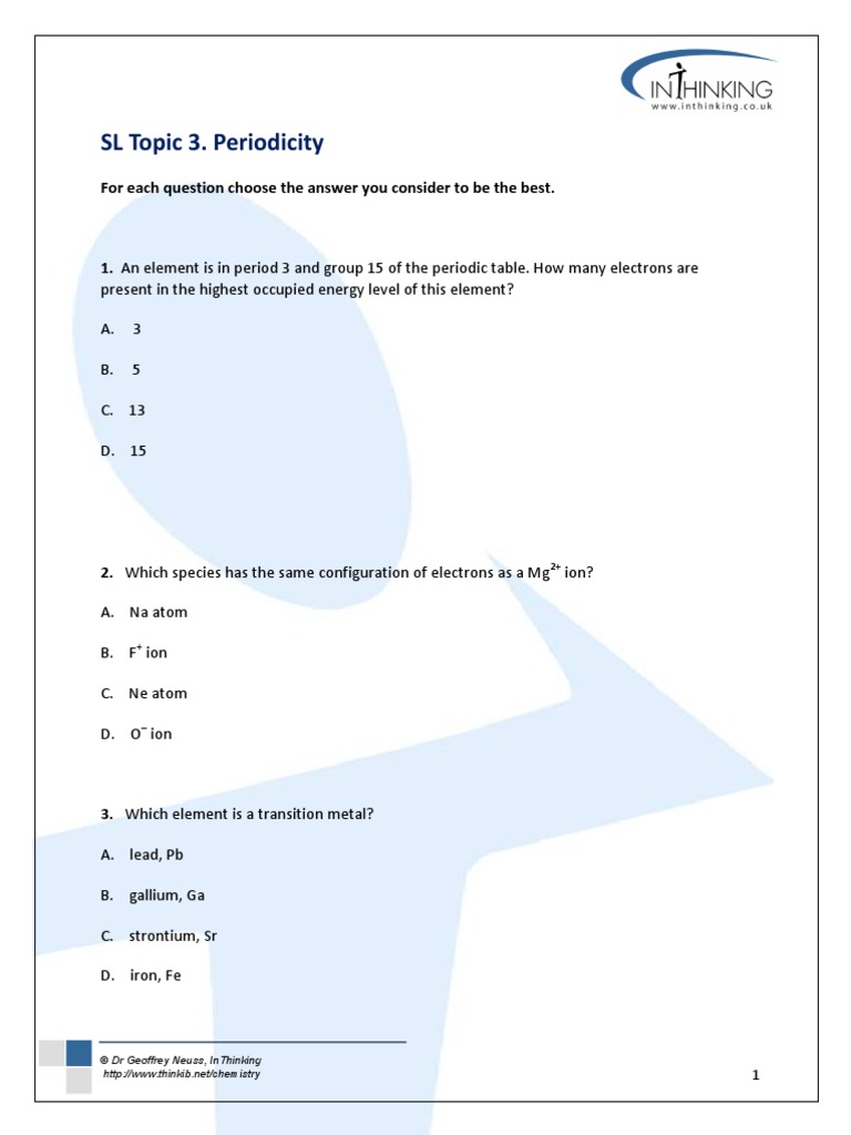 SL Topic 3. Periodicity | Download Free PDF | Chlorine | Oxide