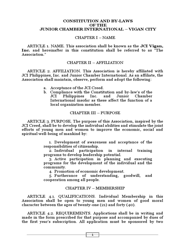 Jci Consti and by Laws | PDF | Ratification | Board Of Directors