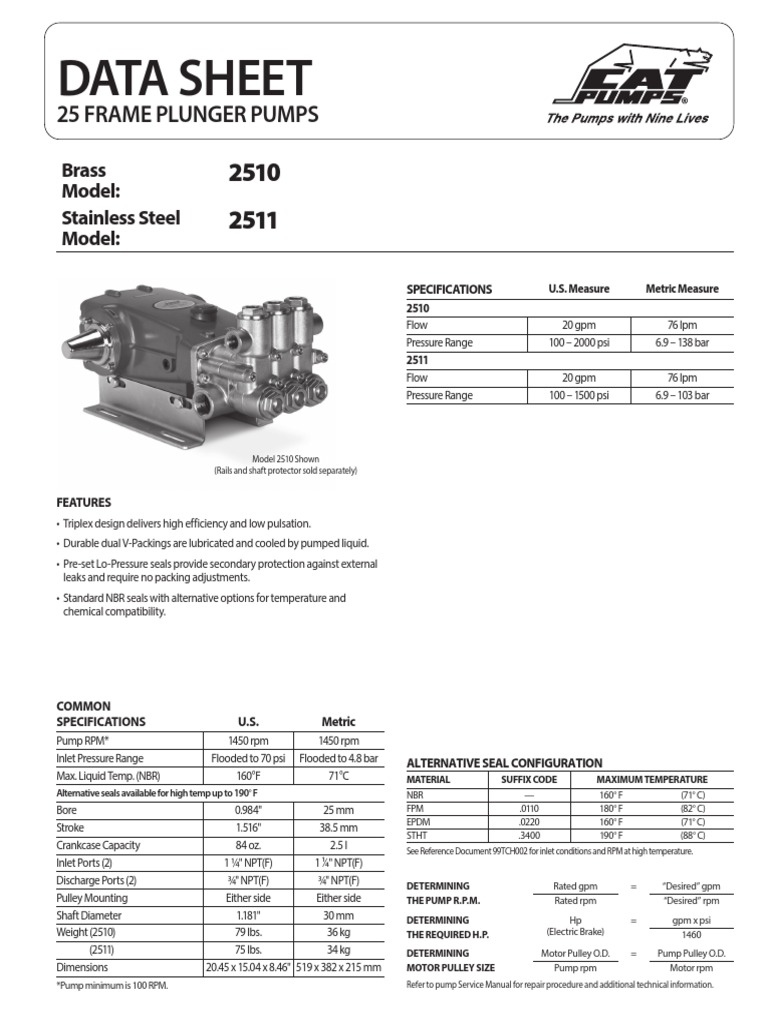 Data Sheet: 25 Frame Plunger Pumps | PDF | Pump | Mechanical Engineering