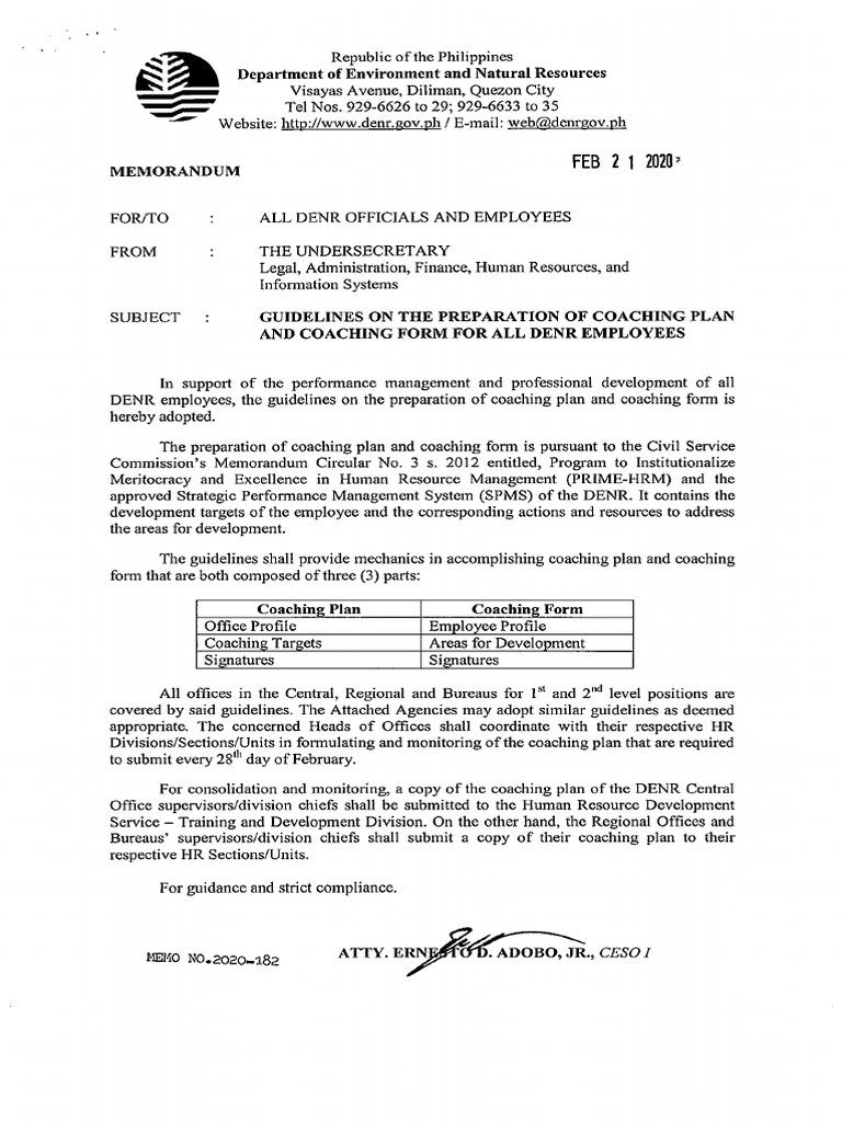 Guidelines On Coaching Plan and Form | PDF