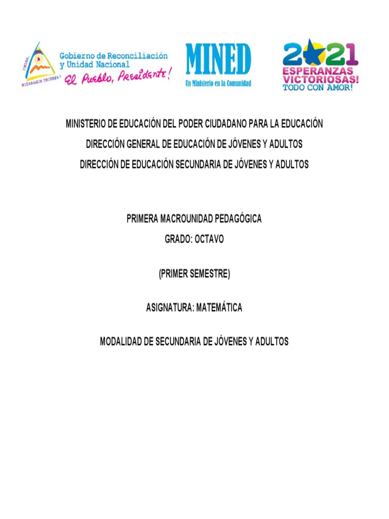 MUP MAT Octavo Grado SJAenero | PDF | Multiplicación | Fórmula