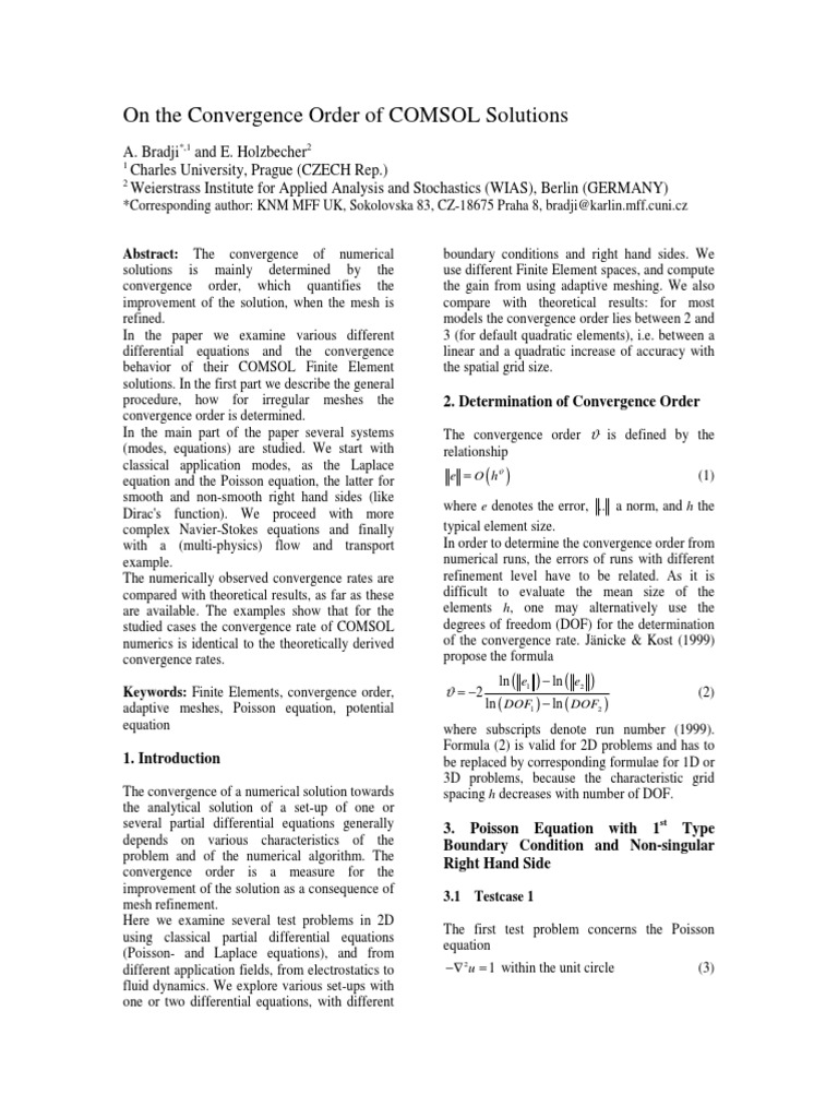 Convergence Order COMSOL | PDF | Finite Element Method | Partial Differential Equation