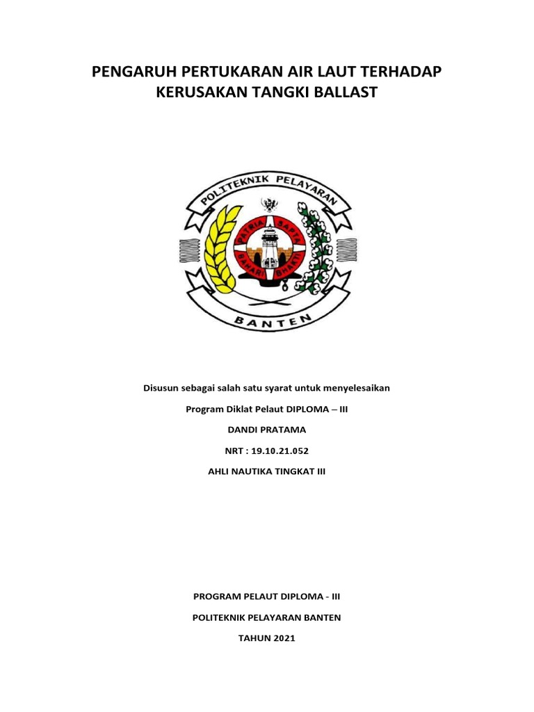 Pengaruh Pertukaran Air Laut Terhadap Kerusakan Tangki Ballast. Fix | PDF