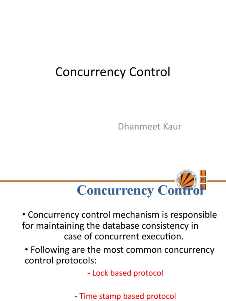 Concurrency Control Dhanmeet Kaur Pdf Database Transaction Databases