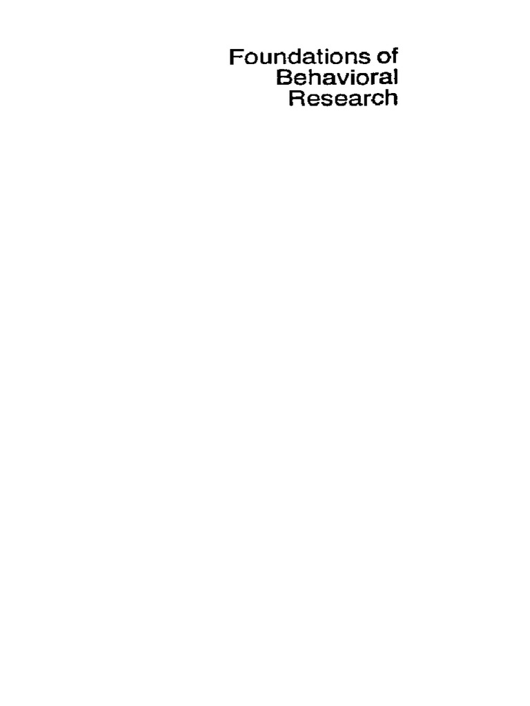 Foundations of Behavioural Research by Kerlinger | PDF