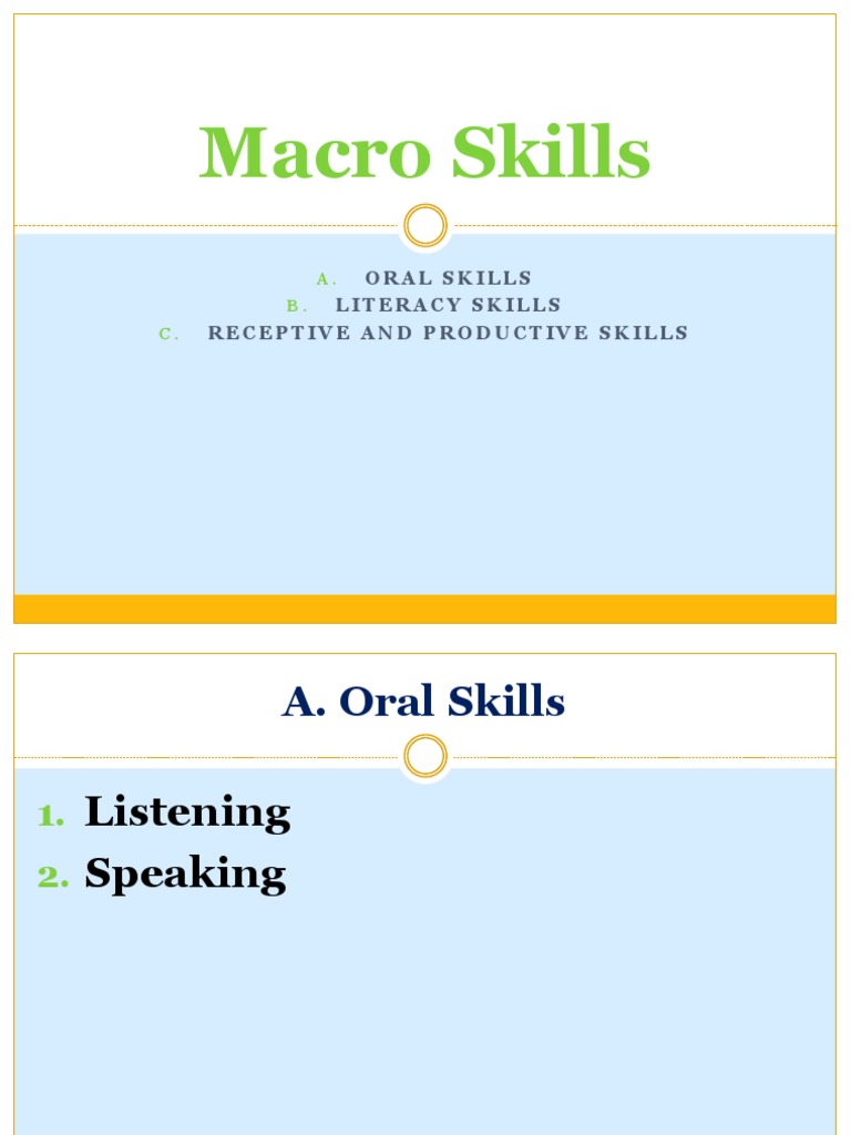 1 Macro Skills | PDF | Speech | Communication
