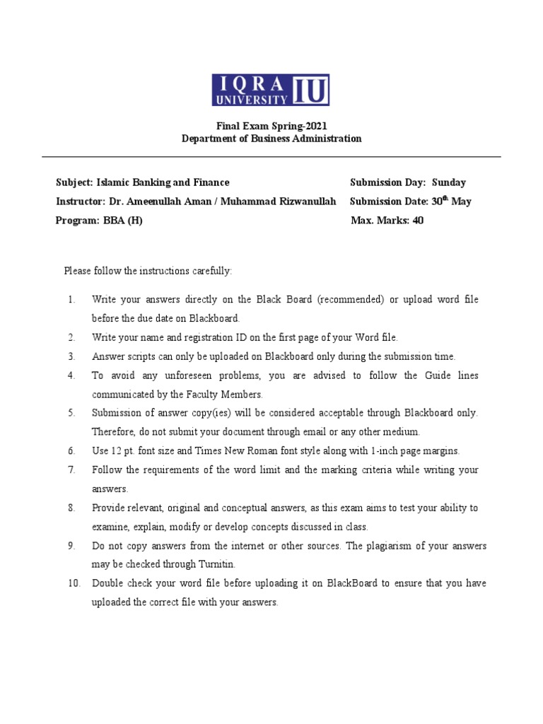 Final Exam IBF - Mon0630 - Main | PDF