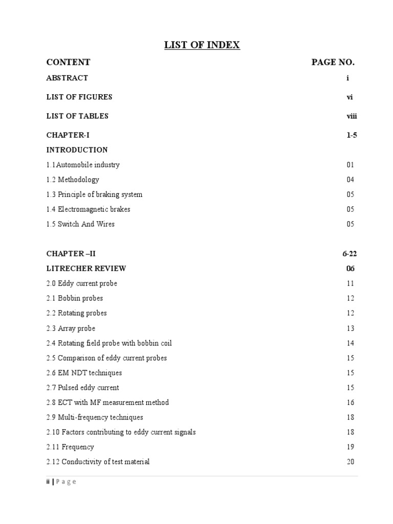 List of Index: Content Page No | PDF | Electric Motor | Drill