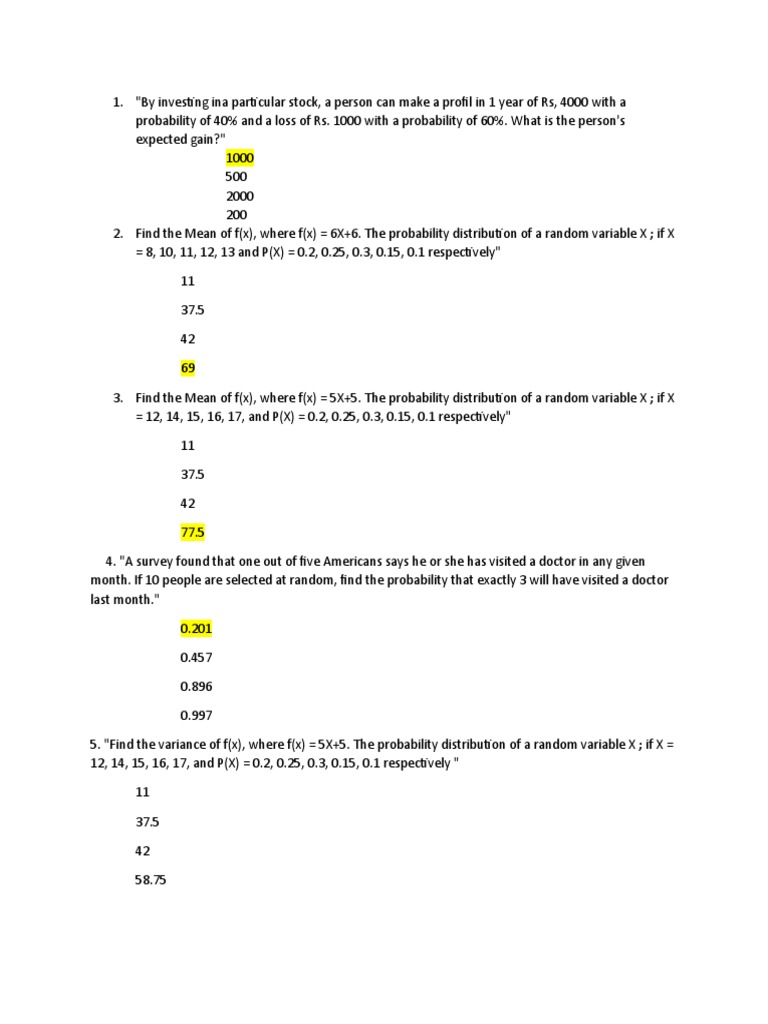 BS Final MCQS | PDF | Normal Distribution | Probability Distribution
