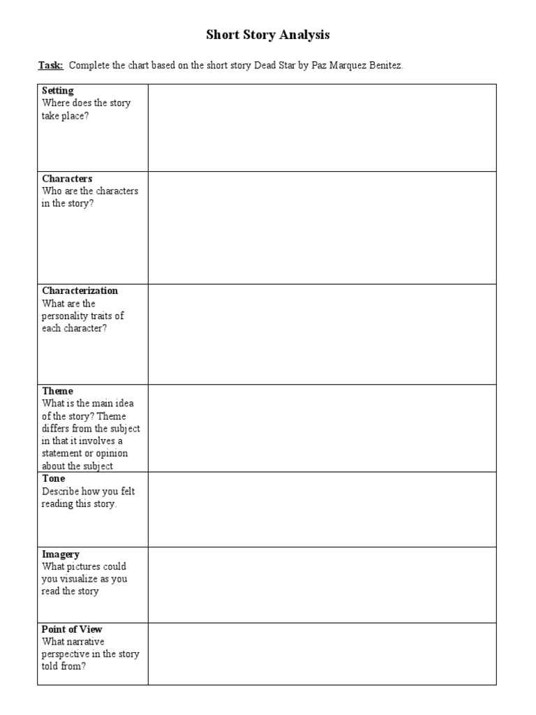 Short Story Analysis Template | PDF