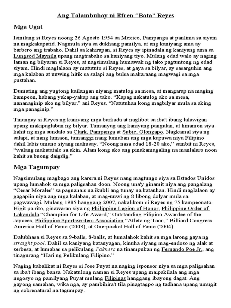 Ang Talambuhay Efren | PDF