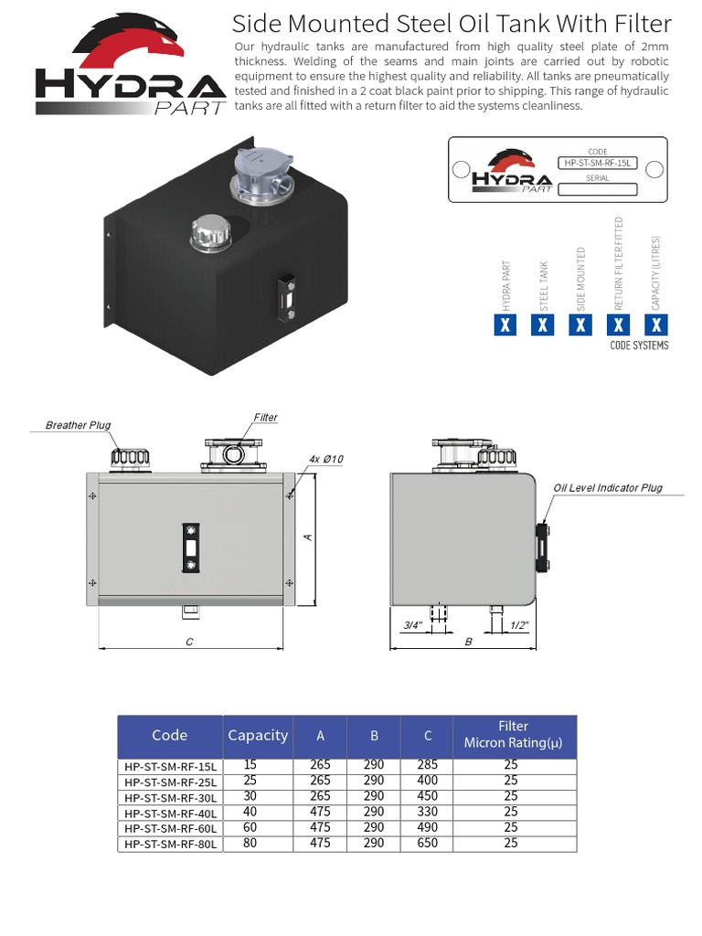 Hydraulic Side Mount Tanks 15L-80L | Download Free PDF | Mechanical ...