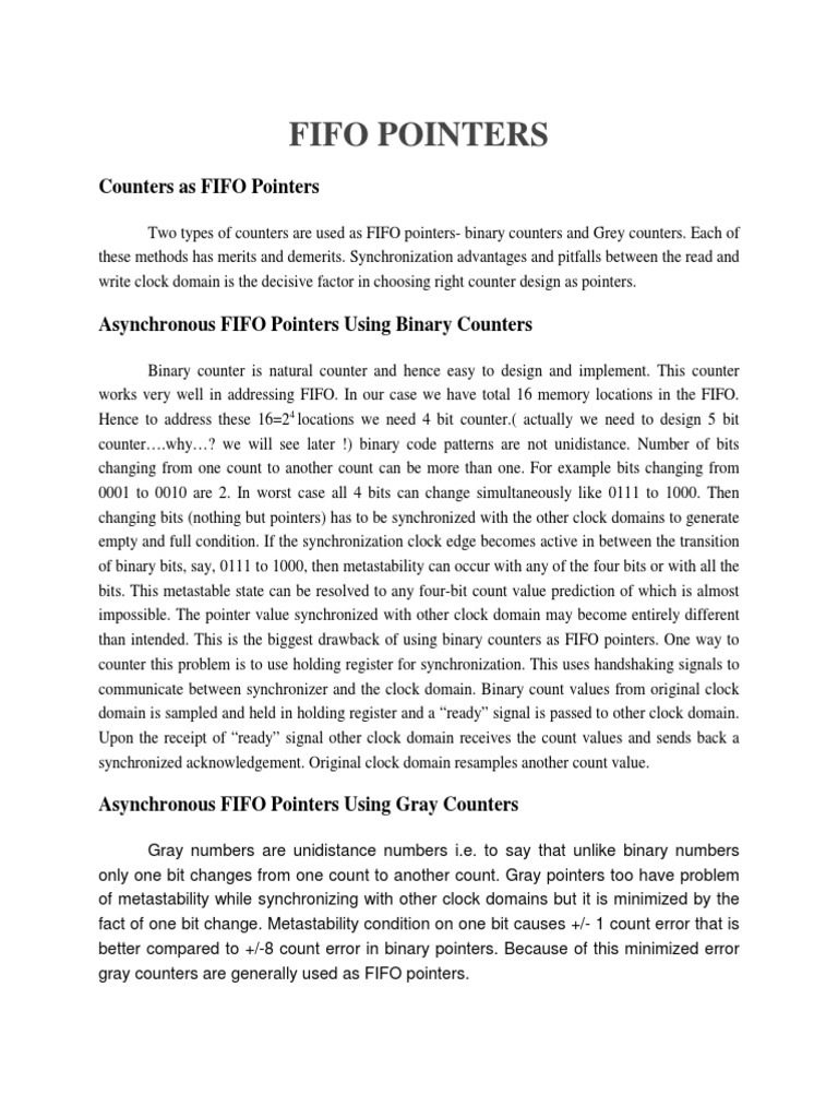 Counters As Fifo Pointers Pdf Pointer Computer Programming Computer Architecture 9916