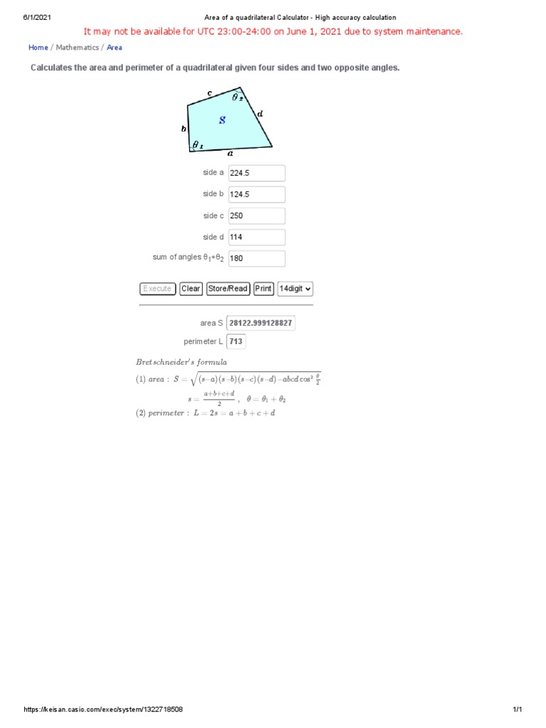 Area of A Quadrilateral Calculator - High Accuracy Calculation | PDF