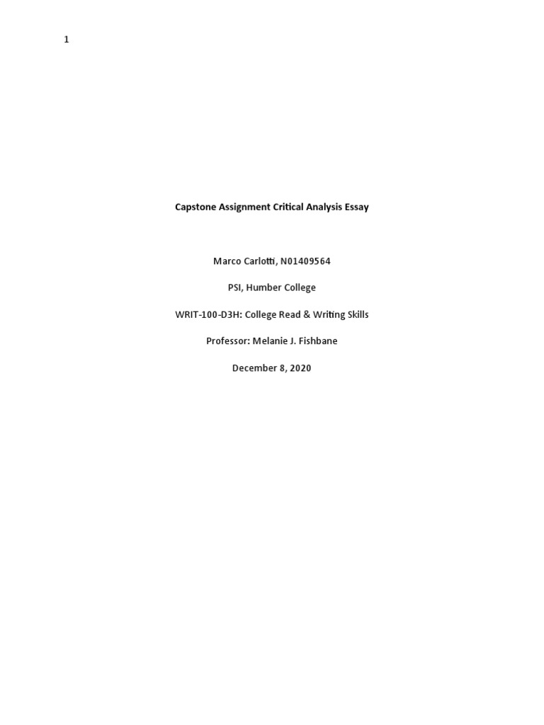 Capstone Assignment Critical Analysis Essay | PDF | Social Media ...