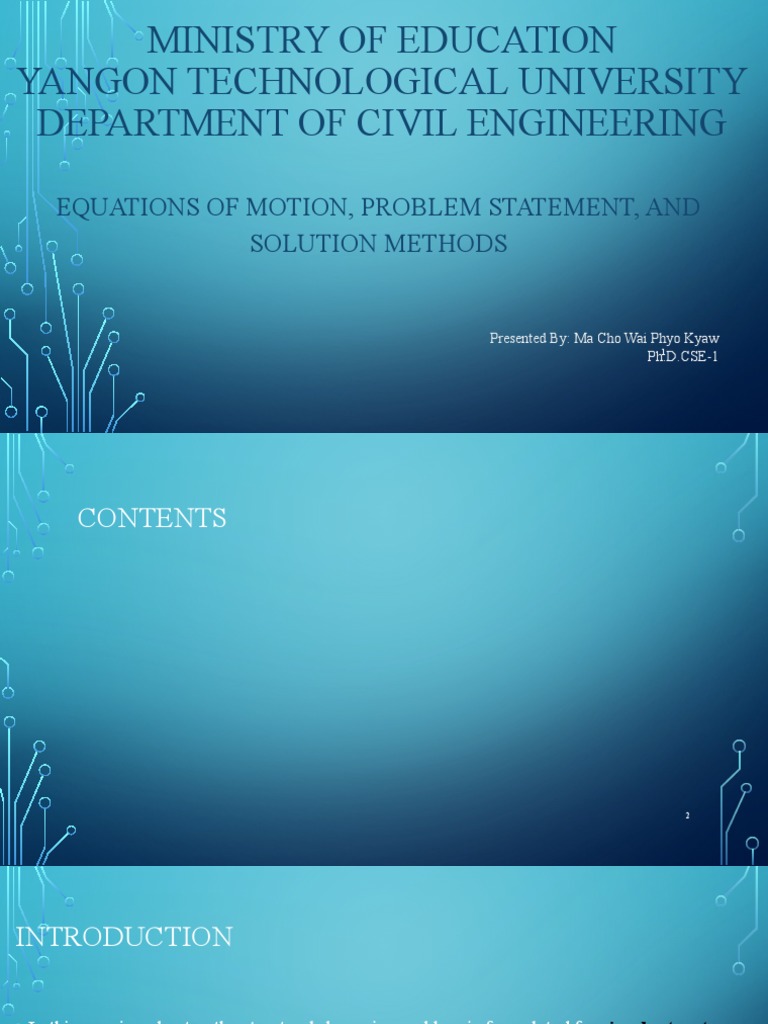 Ministry of Education Yangon Technological University Department of ...