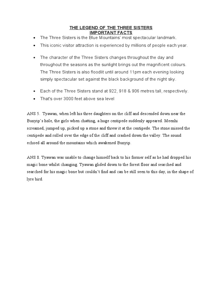 The Legend of The Three Sisters | PDF