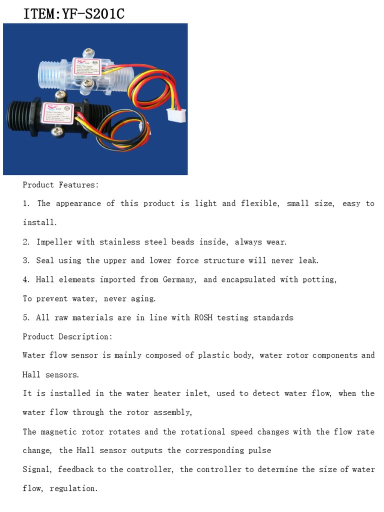 Yf S201C | PDF | Sensor | Flow Measurement
