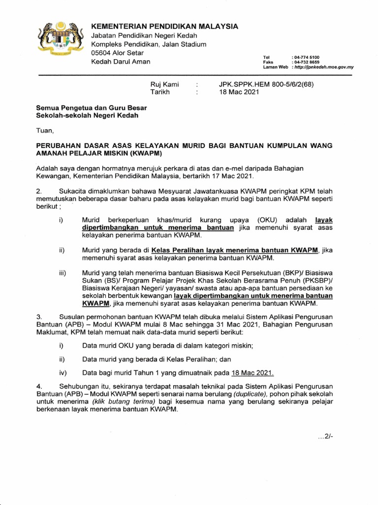 Syarat Kelayakan Bantuan KWAPM | PDF | Bisnis