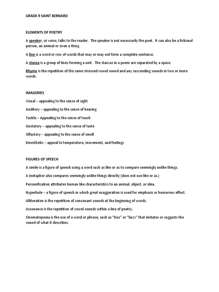 eLEMENTS OF pOETRY | PDF
