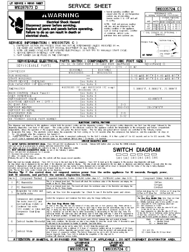 KSC24C8EYY02 Service+and+Wiring+Sheet+ +W10287673+ +Rev+D | PDF
