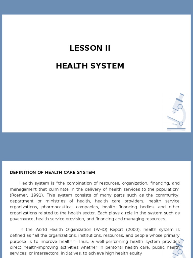 Lesson Ii Health System: Emil Gatus Student Number Name of School | PDF ...
