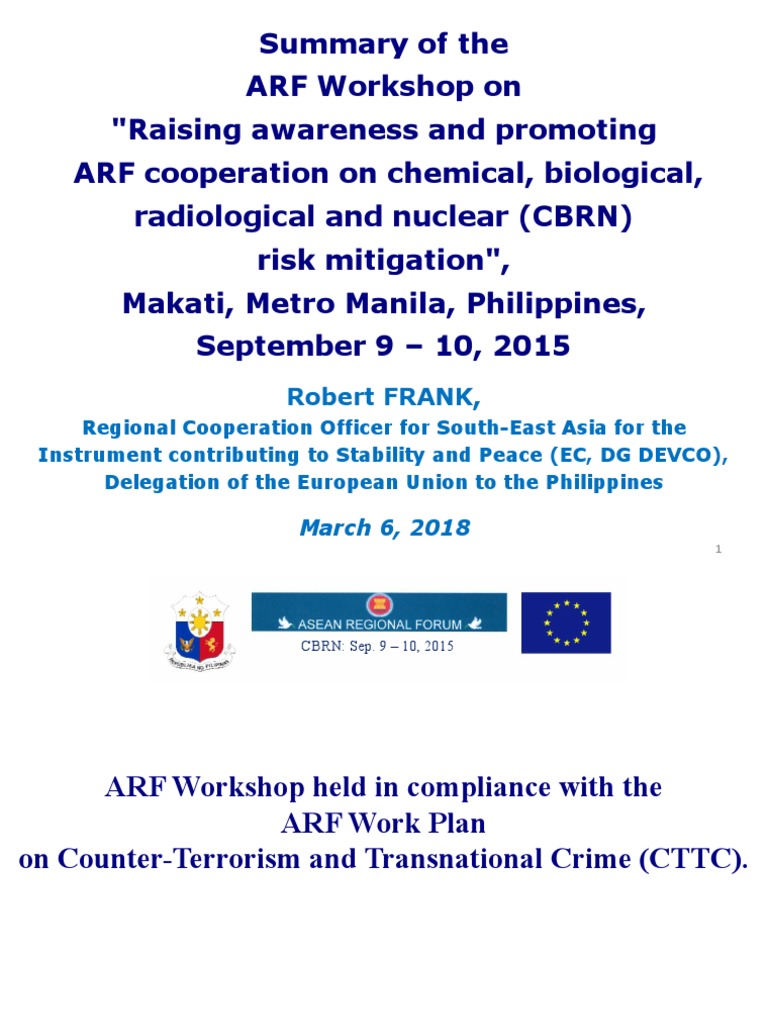 2 EU - ARF CBRN Workshop 2018 | PDF | Weapons Of Mass Destruction | Cbrn Defense