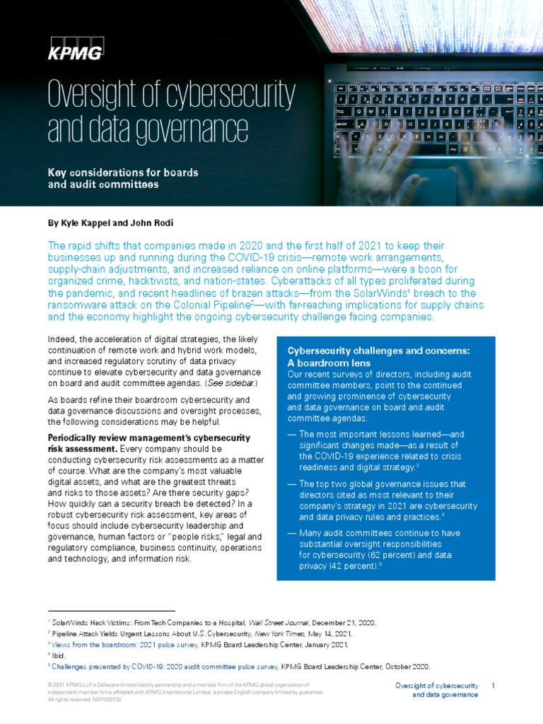 Oversight-Of-Cybersecurity-And-Data Governance | PDF | Computer ...