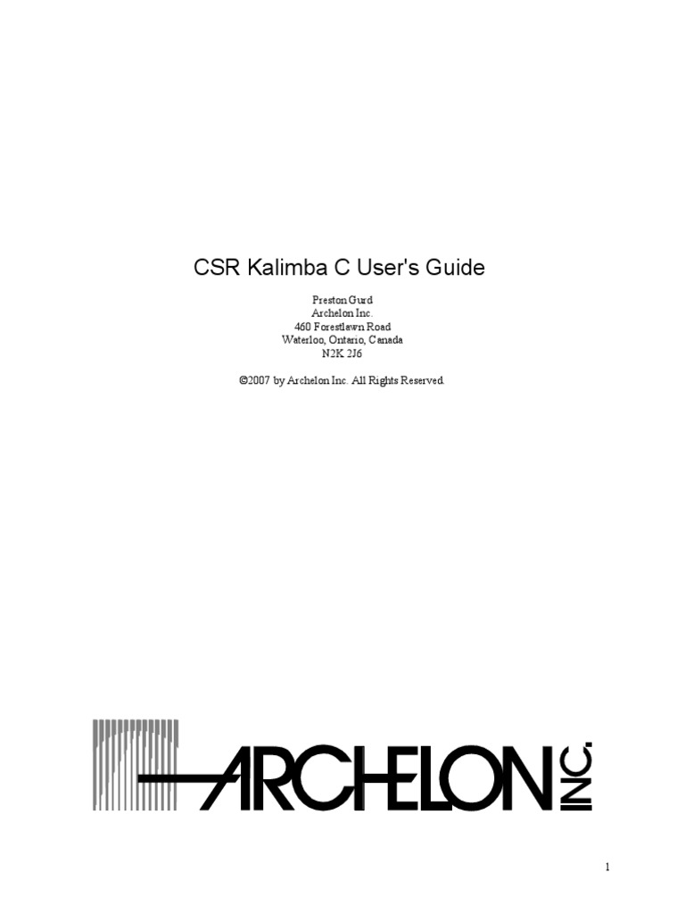 CSR Kalimba C User's Guide | PDF | Subroutine | Pointer (Computer Programming)