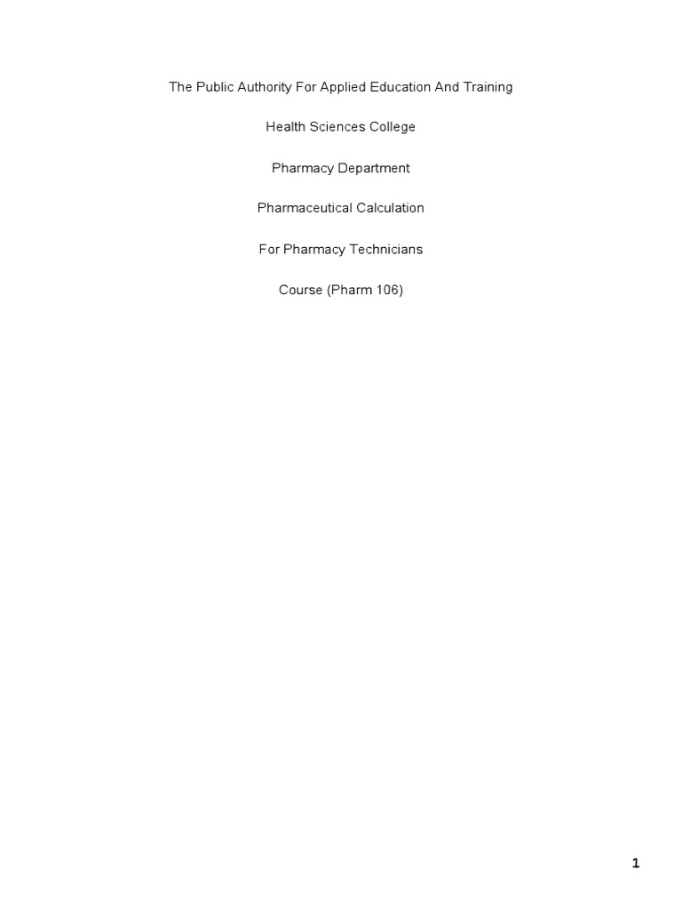 Pharmaceutical Calculations/ Mathematics 2020 | PDF | Mass ...