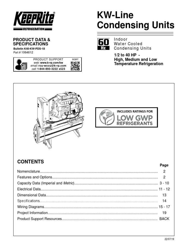 KW-Line Condensing Units: Product Data & Specifications | PDF | Heat ...
