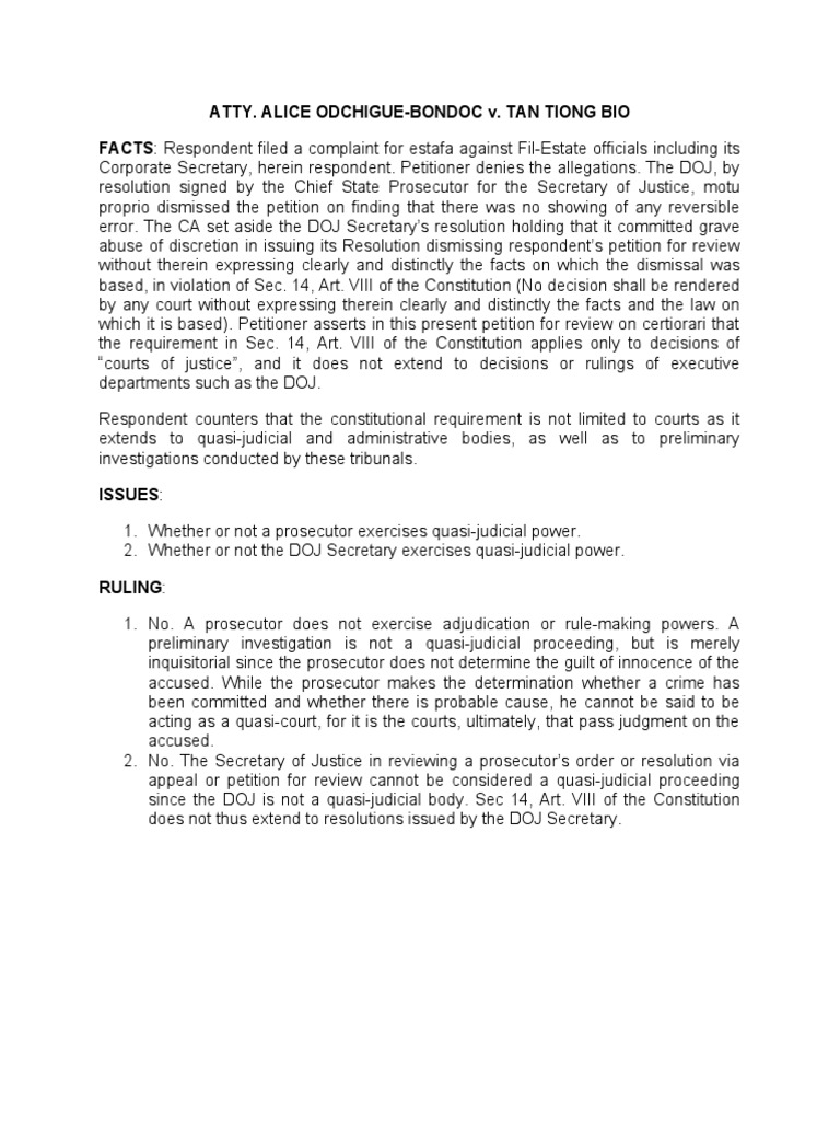 ATTY. ALICE ODCHIGUE-BONDOC v. TAN TIONG BIO | PDF