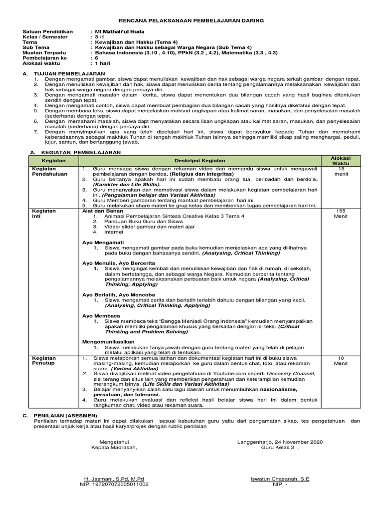 RPP-Pembelajaran Terpadu Di SD | PDF | Karier & Perkembangan | Kesehatan Holistik