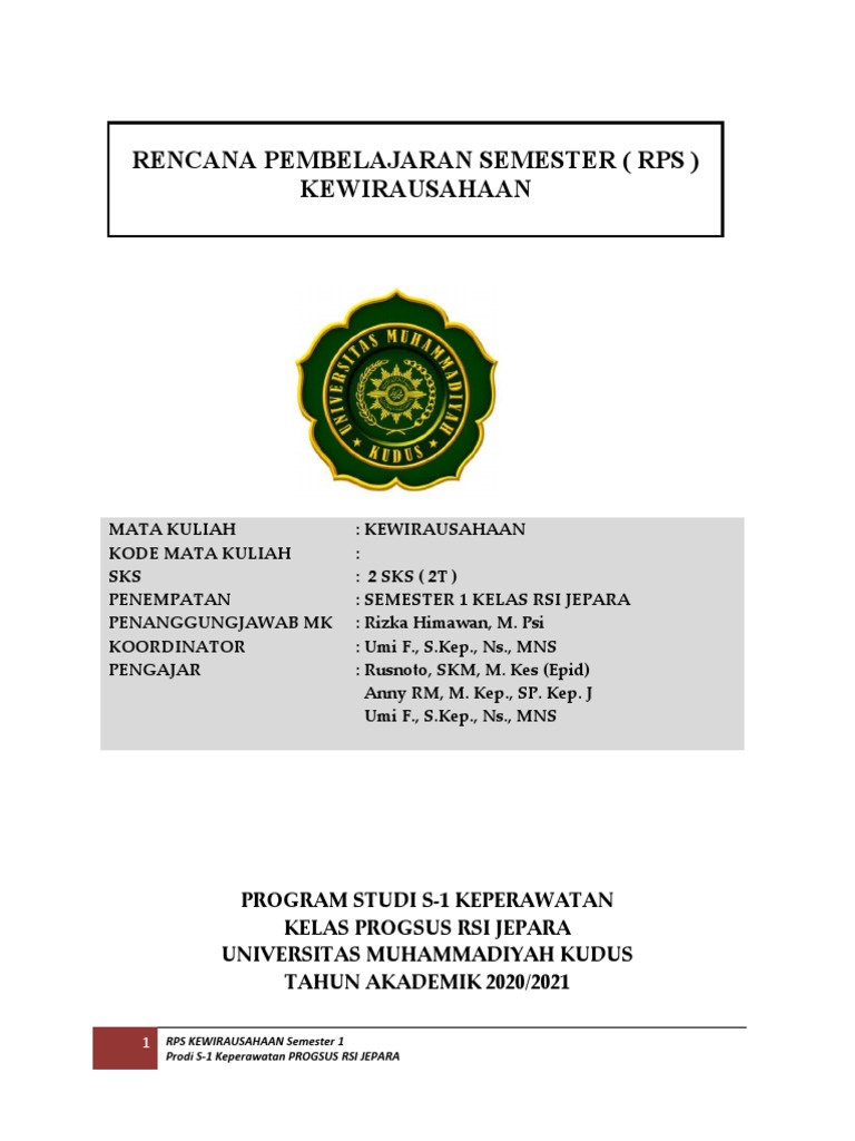 S1 RPS Kewirausahaan RSI Jepara | PDF