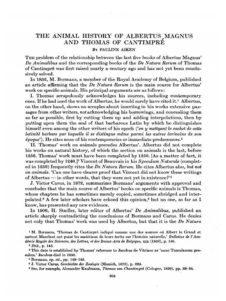 The Animal History of Albertus Magnus | PDF | Science | Science And ...