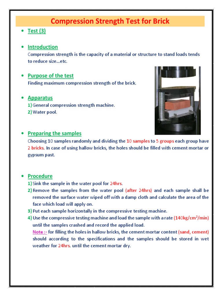 Compressive Test For Brick & Concrete Block & Wood | PDF | Strength Of ...