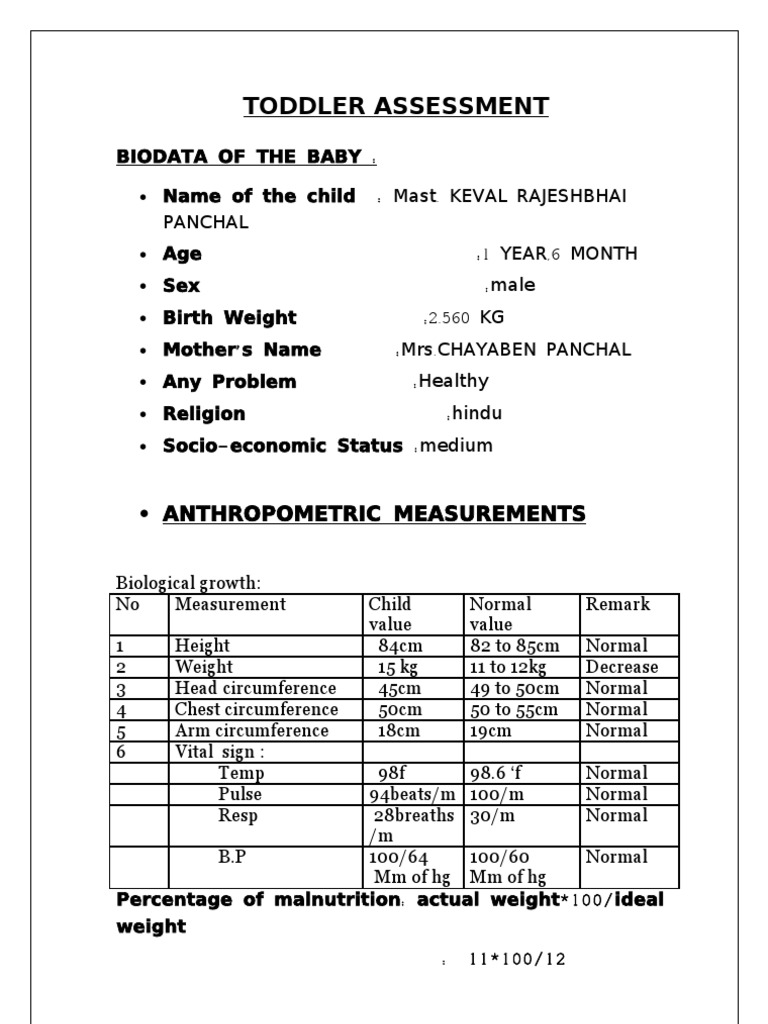 Toddler Assessment Report | PDF