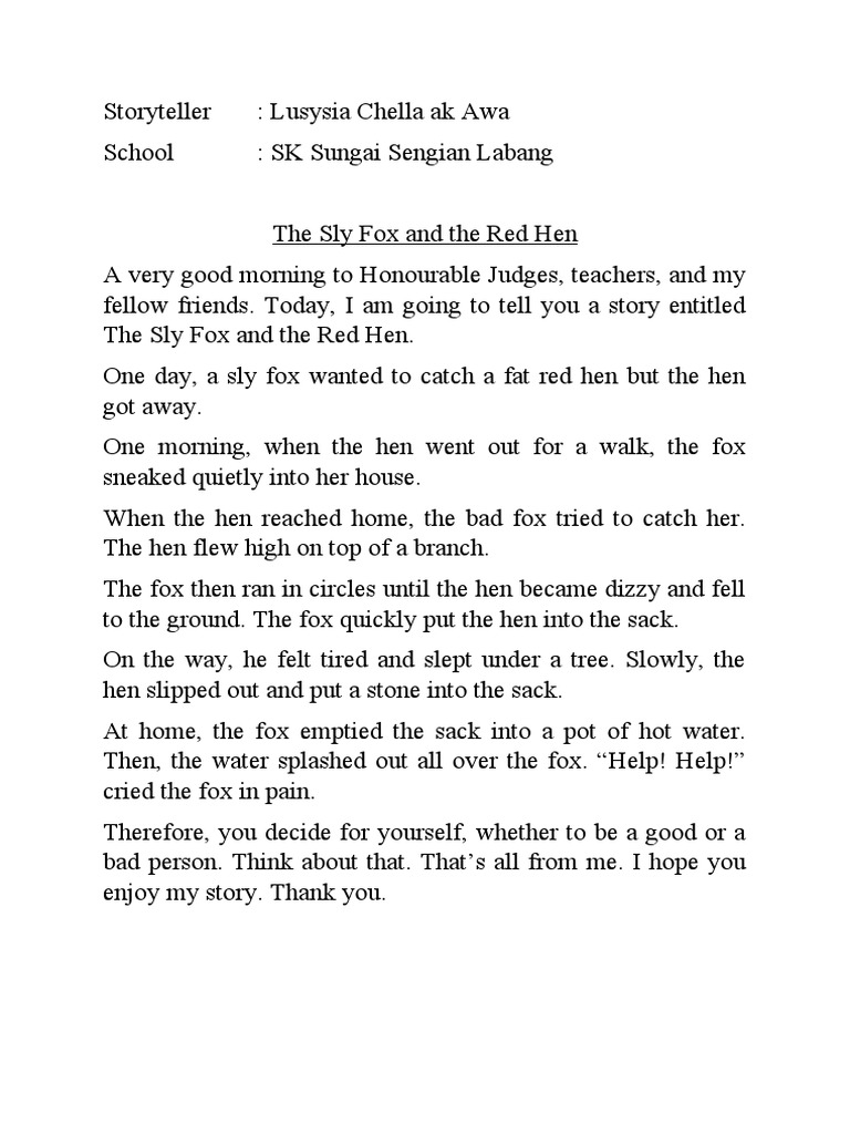 The Sly Fox and Red Hen | PDF