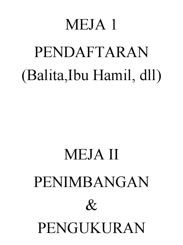 5 Meja Posyandu | PDF