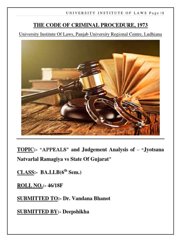The Code of Criminal Procedure, 1973: University Institute of Laws ...