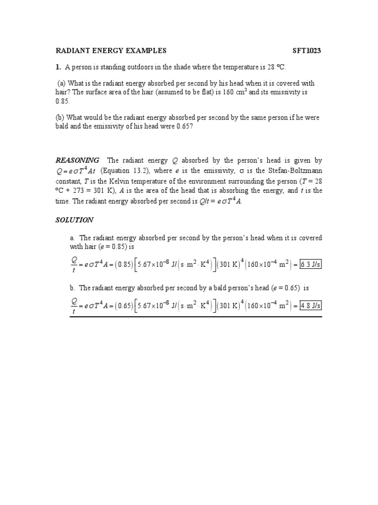 Calculating Radiant Energy Exchange: Examples Involving the Human Body ...