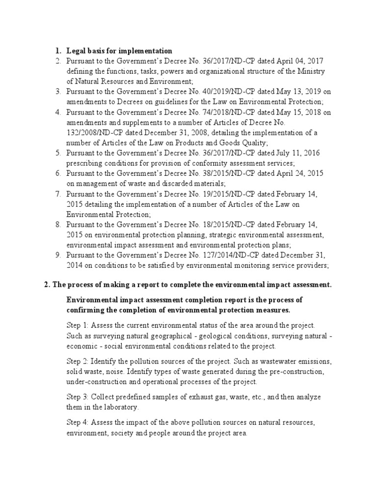 Legal Basis For Implementation | PDF | Environmental Impact Assessment ...