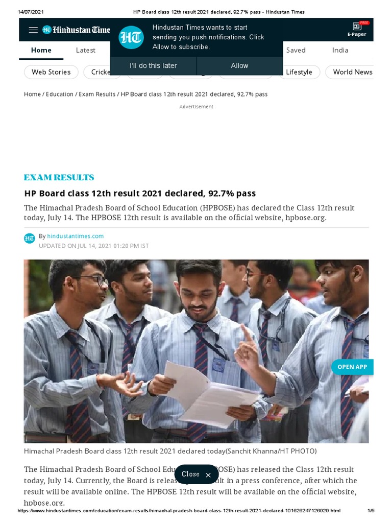HP Board 12th Result 2021 Declared | PDF
