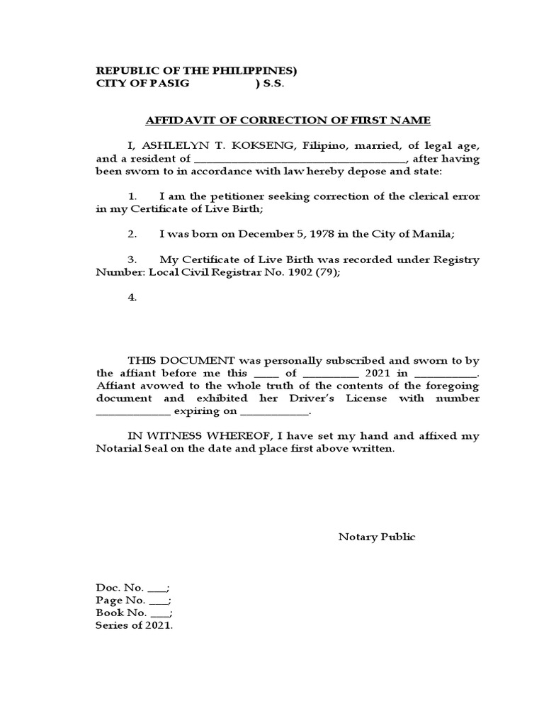 Affidavit of Legitimation | PDF
