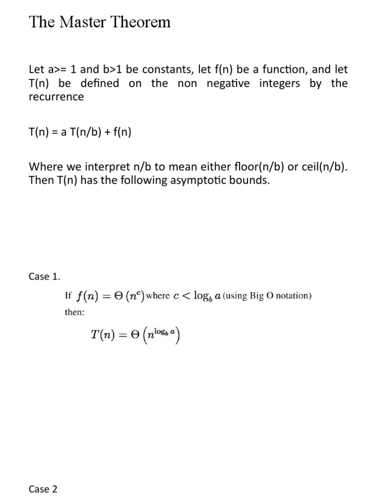 The Master Theorem | PDF | Theoretical Computer Science | Applied ...