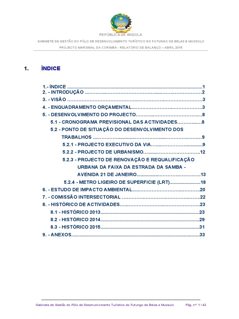 Marginal Da Corimba | PDF | Angola | Gabinete (governo)